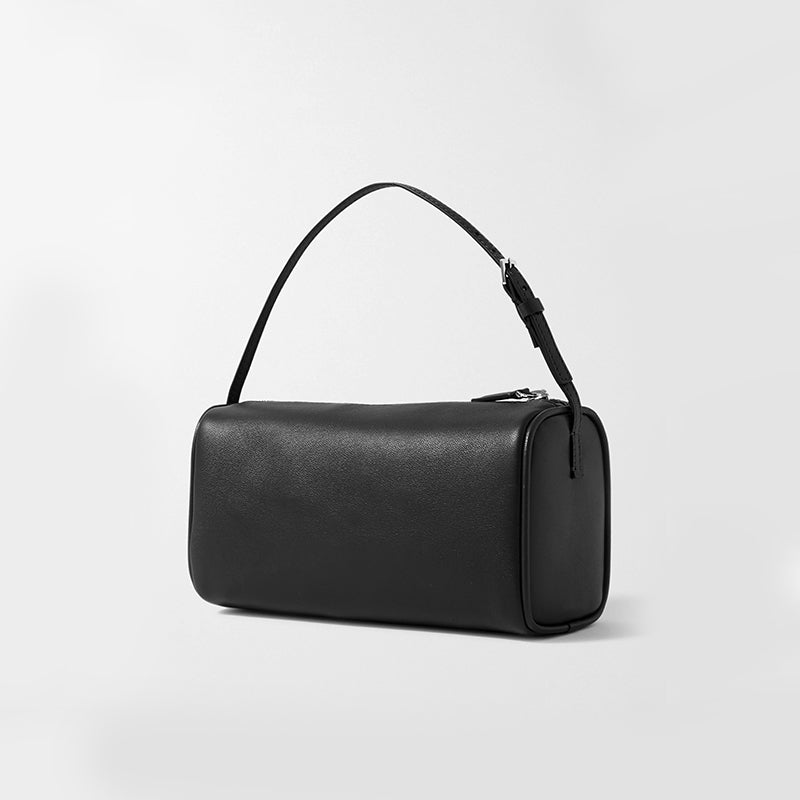 Black Genuine Leather Box Crossbody Bag With Zipper Small Leather ...