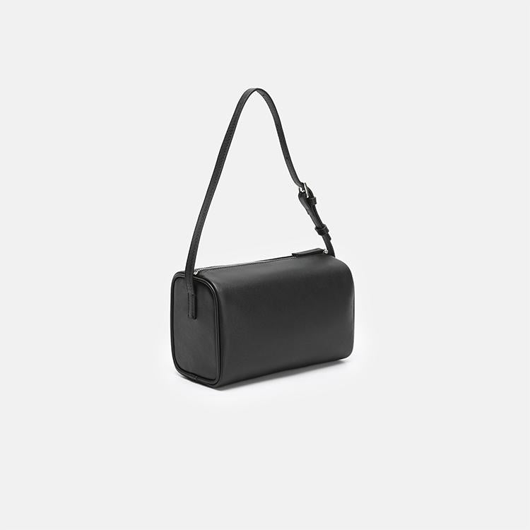Black Genuine Leather Box Crossbody Bag With Zipper Small Leather ...
