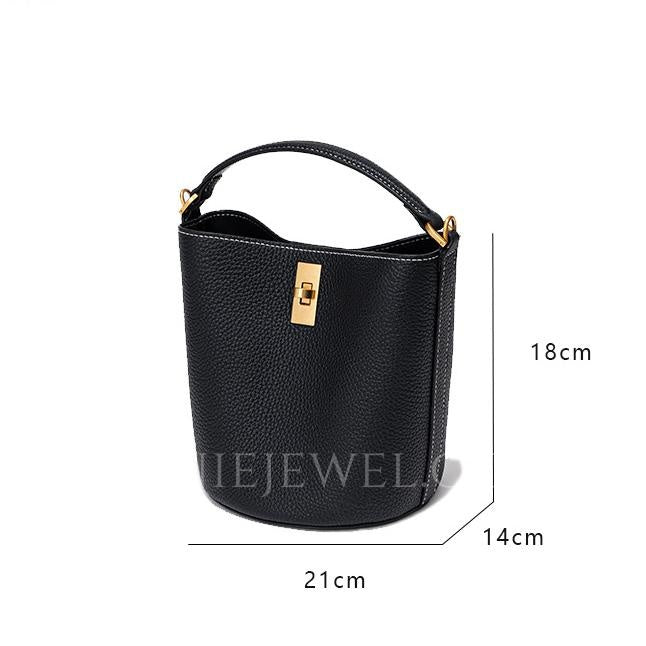 Women's Crossbody Bucket Bag Black Leather Small Leather Bucket Bag ...