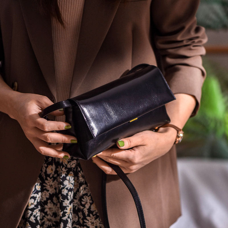 Black Satchel Crossbody Bag Ladies Satchel Small Leather Satchel ...