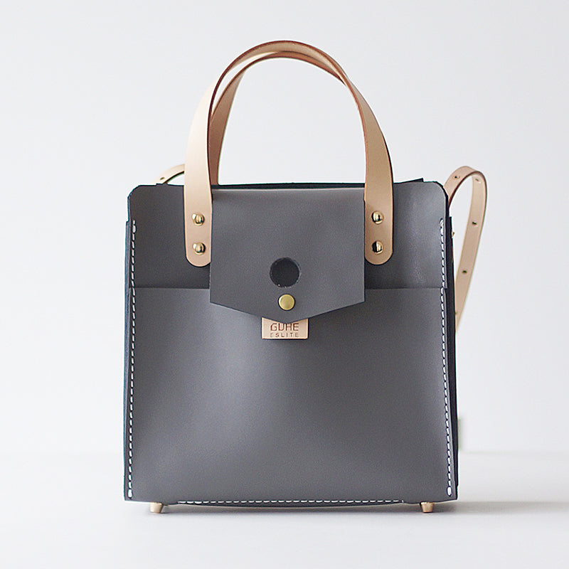Handmade Full Grain Leather Mini Tote Crossbody Bag | Annie Jewel