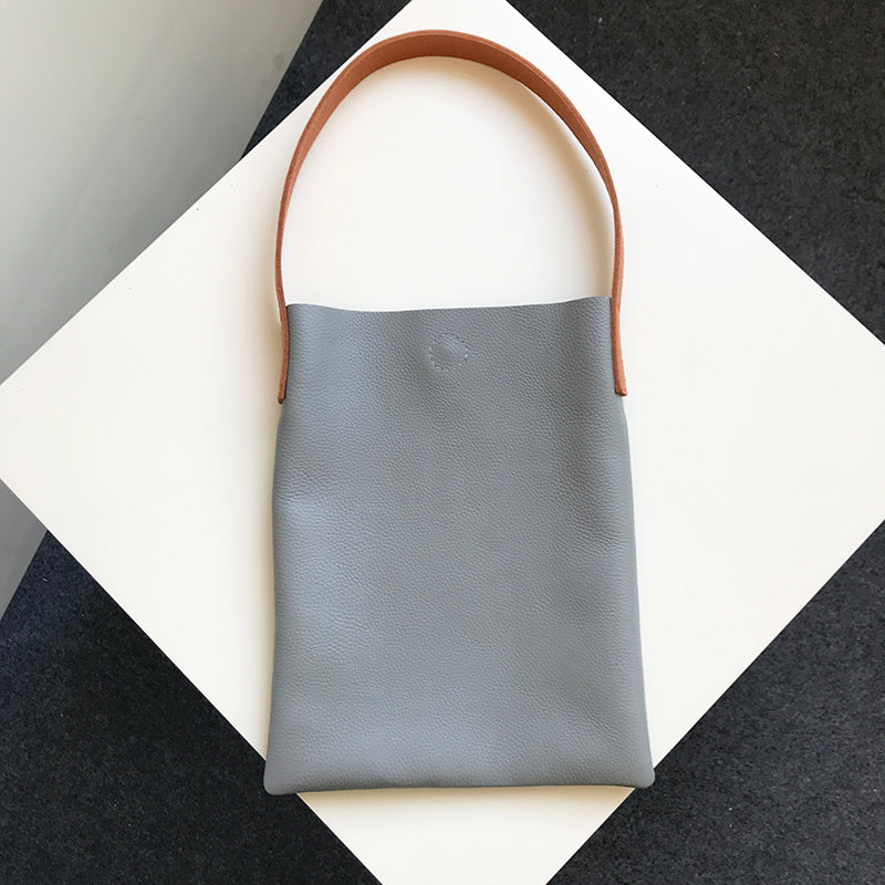 Small Leather Tote Small Soft Leather Purse Simple Leather Tote Bag ...
