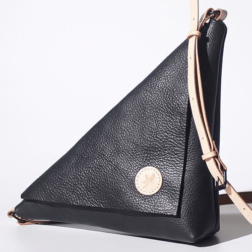 Black Genuine Leather Triangle Sling Bag Crossbody Bag | Annie Jewel
